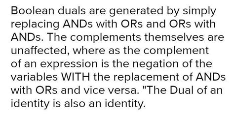 Are Dual And Complement Of A Boolean Expression Related