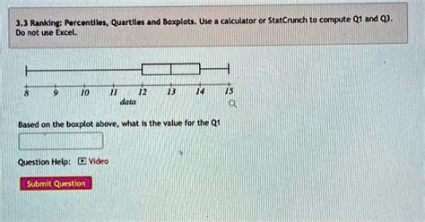 Solved 33 Ranking Percentiles Quartiles And Boxplots Use A