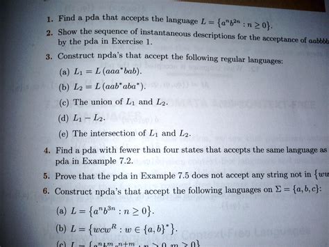 1 find a pda that accepts the language l {a 2nb n n ≥0} 2 show