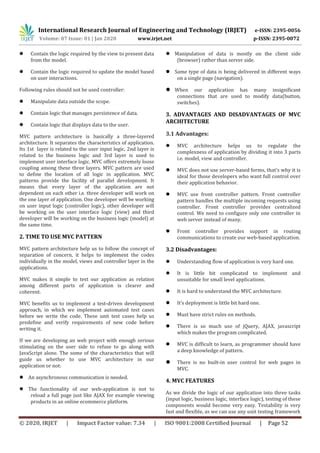 IRJET MVC Framework A Modern Web Application Development Approach And Working PDF