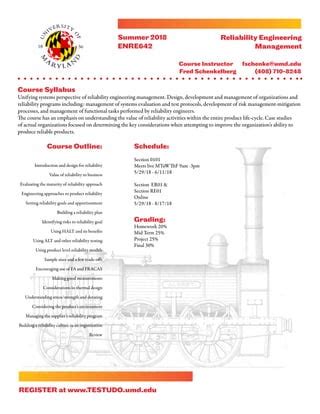Reliability Engineering Management Course Flyer PDF