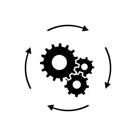 Workflow Process Icon In Flat Style Gear Cog Wheel With Arrows Vector Illustration On White