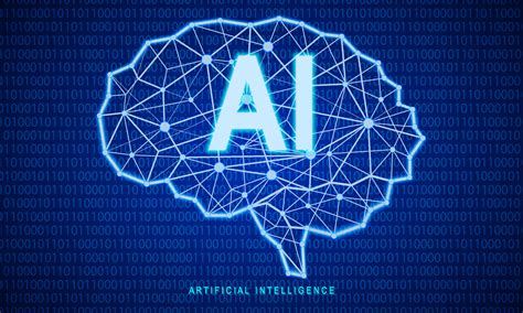 Neon Lines On Binary Code Background Polygon Brain Artificial Intelligence Abstract Template