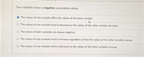 solved two variables have a negative association when the