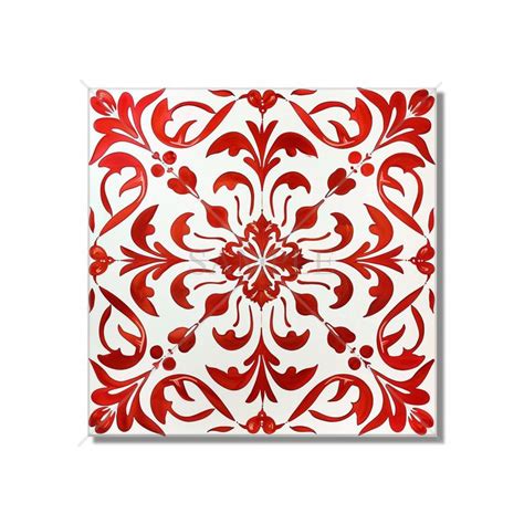 Red Patterned Ceramic Tile Red Kitchen Backsplash Tile Vintage