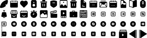 Set Of Interface Icons Isolated Silhouette Solid Icon With Template Frame Vector Interface
