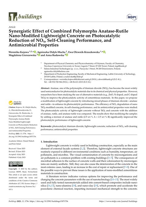 Pdf Synergistic Effect Of Combined Polymorphs Anatase Rutile Nano Modified Lightweight