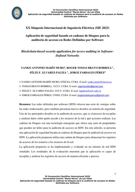 Pdf Blockchain Based Security Application For Access Auditing In Software Defined Networks