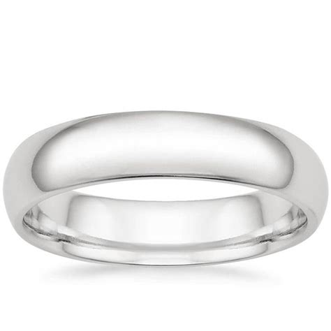 Platinum 5mm Comfort Fit Wedding Ring Top View Mens Gold Wedding