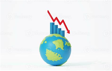 Red Arrow Pointing Down With Declining Bar Graph On White Background D Rendering D