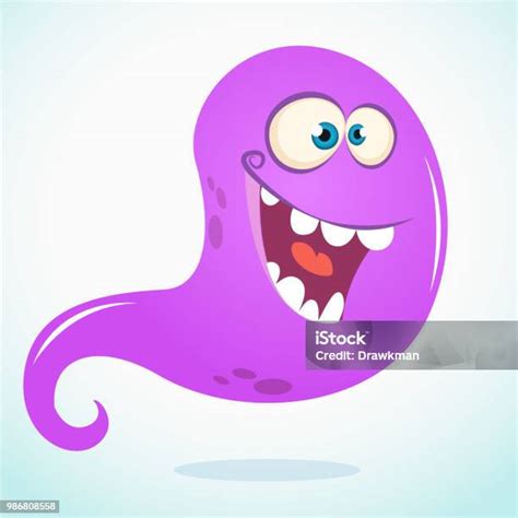 행복 한 만화 괴물입니다 할로윈 보라색 괴물 그림을 벡터 0명에 대한 스톡 벡터 아트 및 기타 이미지 0명 공포 무서움 귀여운 Istock