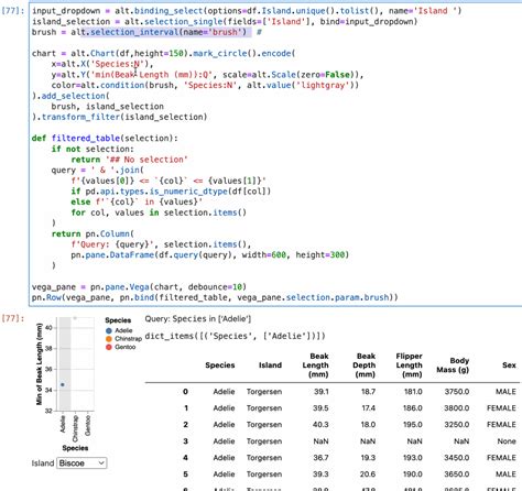 panel altair filtering doesn t work on linked chart table panel