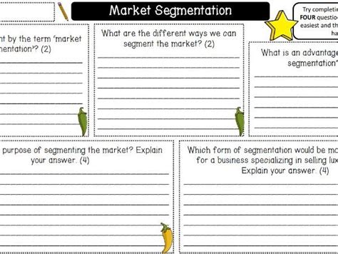 Market Segmentation Printable Worksheet Teaching Resources