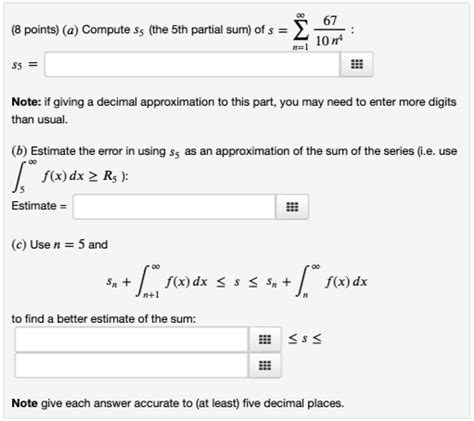 solved 8 ﻿points a ﻿compute s5 the 5 ﻿th partial sum