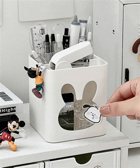 ️스티커포함 ️ 심플 토끼 다용도 정리함 2color 수납함 연필꽂이 데스크오거나이저 에이블리