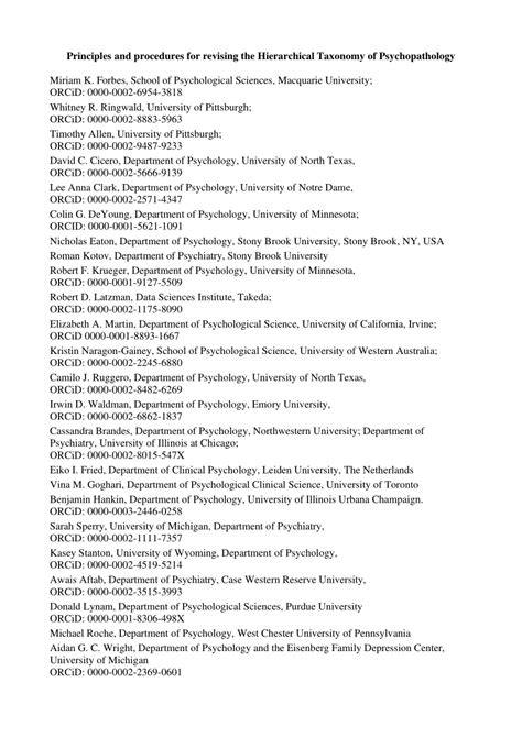Pdf Principles And Procedures For Revising The Hierarchical Taxonomy Of Psychopathology