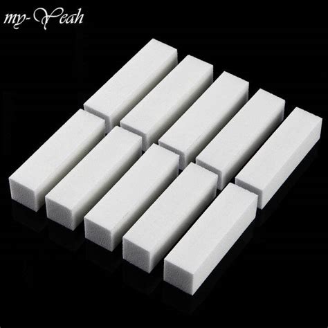 Myyeah 5 10Pcs White Nail Art Buffer Block Sanding Polishing Sponge Nail Files Fingernail Toe
