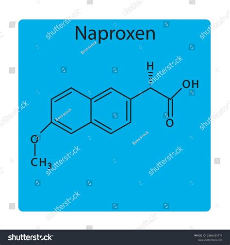 Naproxen Molecular Structure Flat Skeletal Chemical Stock Vector