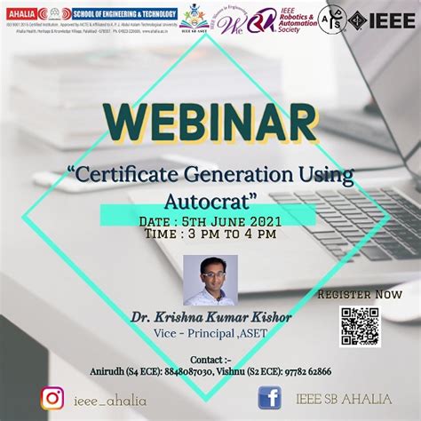 Webinar On Certificate Generation Using Autocrat Ahalia School Of