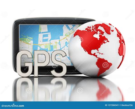 GPS Global Positioning System And Globe Isolated On White Background D Illustration Stock