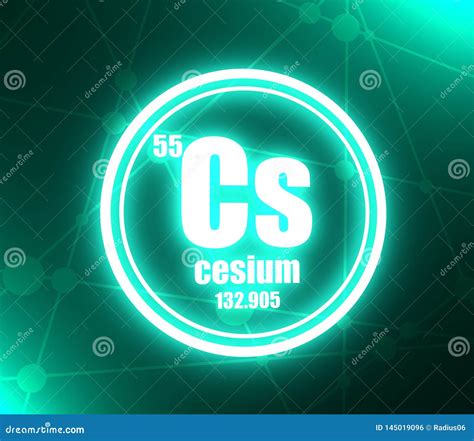 Cesium As Element 55 Of The Periodic Table 3d Illustration On Blue