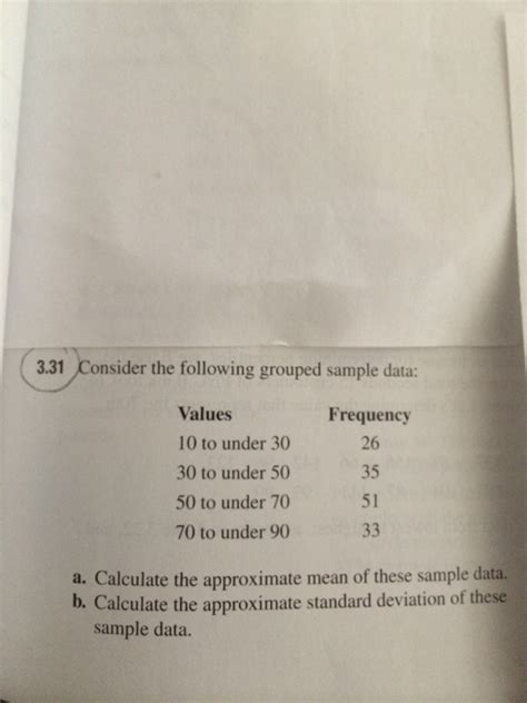 solved consider the following grouped sample data