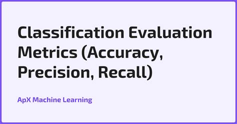 Classification Evaluation Metrics Accuracy Precision Recall