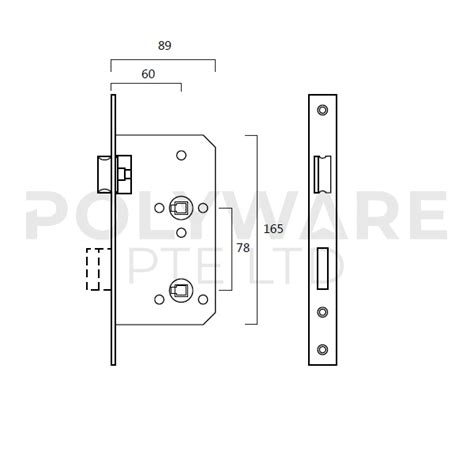 Pbs 2000pr Mortise Privacy Lock Polyware Pte Ltd