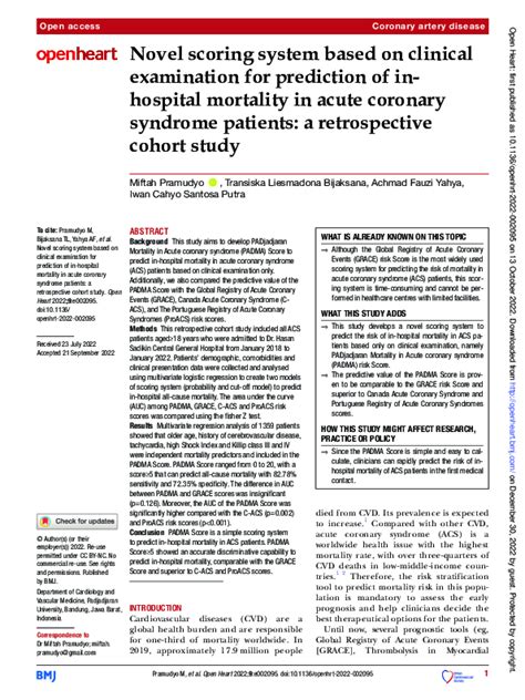 Pdf Novel Scoring System Based On Clinical Examination For Prediction Of In Hospital Mortality