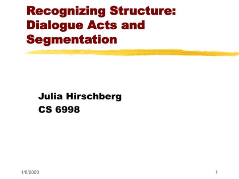 ppt discourse structure recognition dialogue acts and segmentation