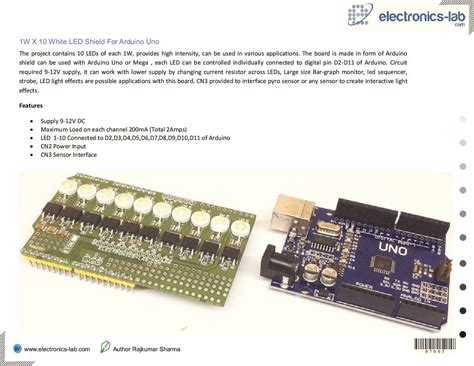 1w X 10 White Led Shield For Arduino Uno Electronics