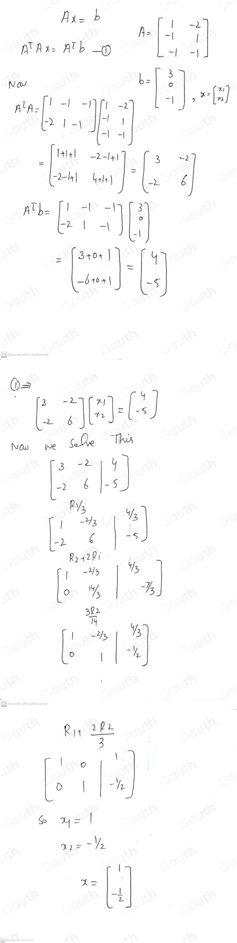 solved 18 find the least squares solution of the inconsistent system