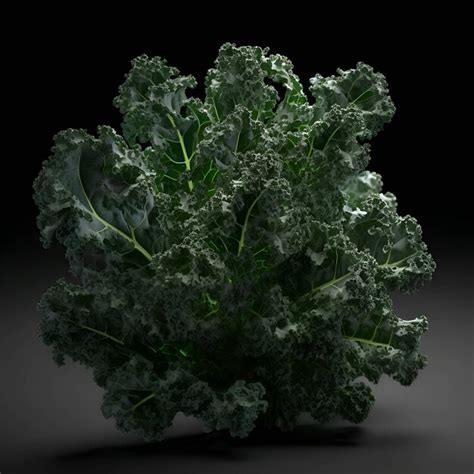 Premium Ai Image Kale On A Black Background 3d Rendering Computer Digital Drawing