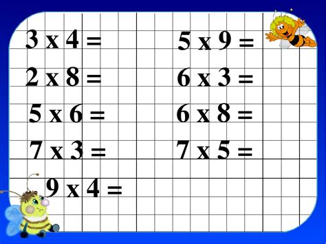 Упражнения на таблицу умножения 3 класс Карточки по математике 3 класс Таблица умножения