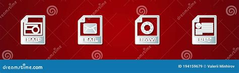 icono set bmp file document eml raw y ppt vector ilustración del