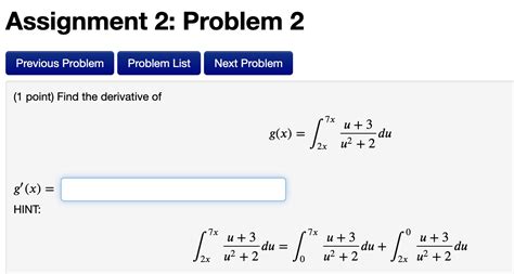 solved assignment 2 problem 2 1 point find the derivative