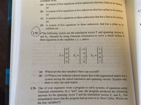 Solved Work Examples A A System Of Five Equations In Five Chegg Com