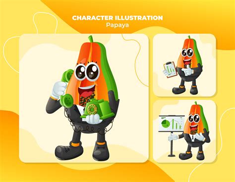 Cute Papaya Characters At Work 46550503 Vector Art At Vecteezy