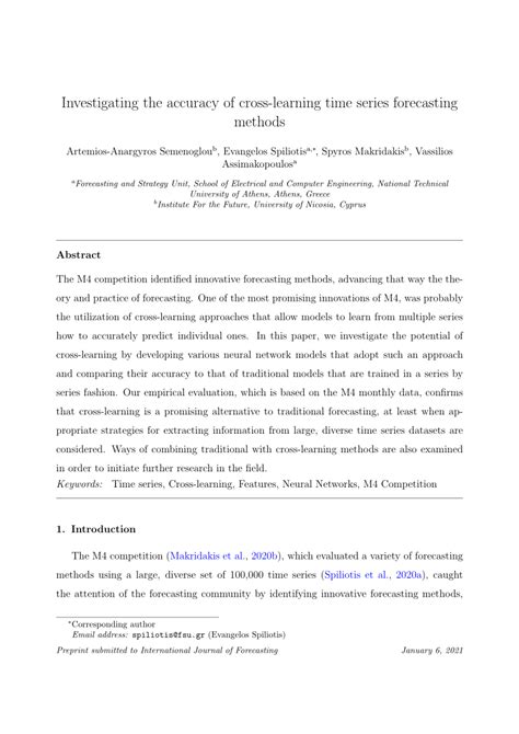 Pdf Investigating The Accuracy Of Cross Learning Time Series