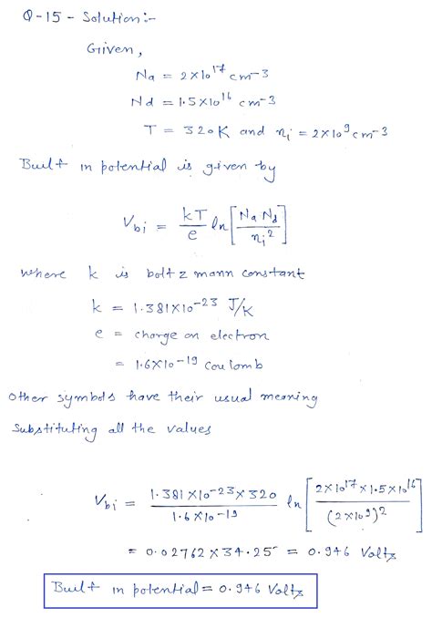 Solved Determine The Value Of Junction Capacitance Of A Pn Junction