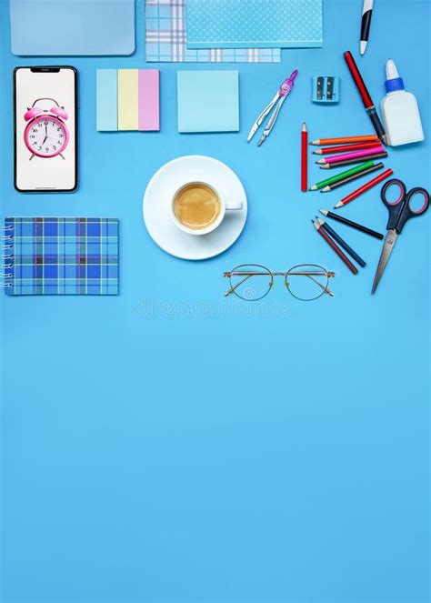 Education Layout School Student Stationery Supplies Stock Image