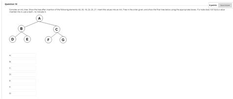 solved question 10 6 points save answer consider an avl