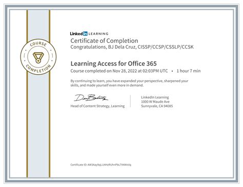 Bj Dela Cruz Cisspccspcsslpccsk On Linkedin Certificate Of Completion