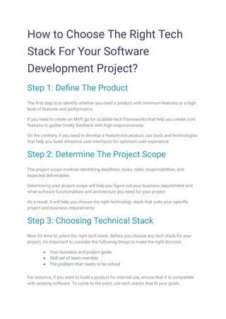 How To Decide Technology Stack For Your Next Software Development Project PDF