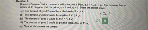 solved 6 points suppose that a consumer s utility function
