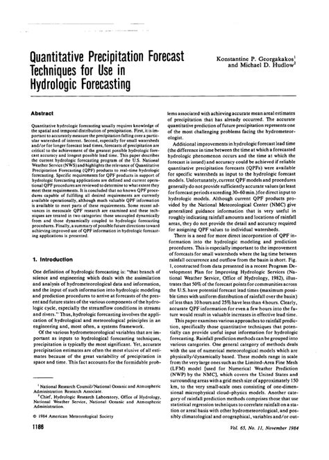 Pdf Quantitative Precipitation Forecast Techniques For Use In
