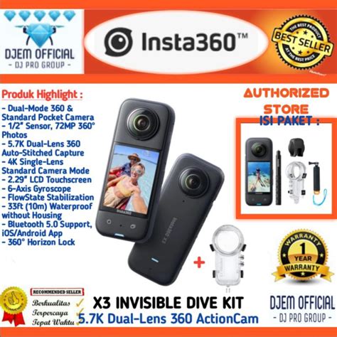 Jual INSTA360 X3 Dive KIT Bundle Action Camera Insta 360 One X 3 Waterproof 5 7K 360 Video 72MP
