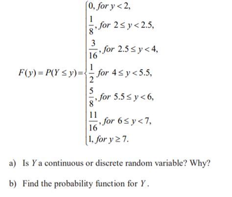 solved a random variable y has the following distribution