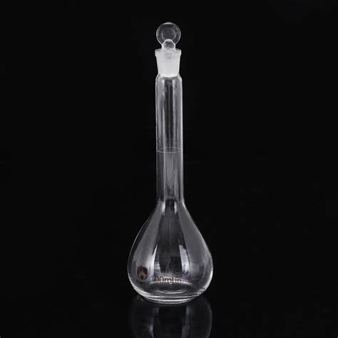 100ml Clear Glass Volumetric Flask W Glass Stopper Lab Chemistry