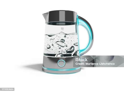 그림자와 흰색 배경에 끓는 물 전면 보기 3d 렌더링 그림자 와 스탠드에 버튼 개념 전기 주전자 일러스트레이션에 대한 스톡 사진 및 기타 이미지 Istock